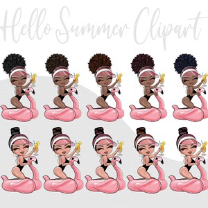 Pool Party Clipart Bundle Hello Summer Clipart, African American PNG ...