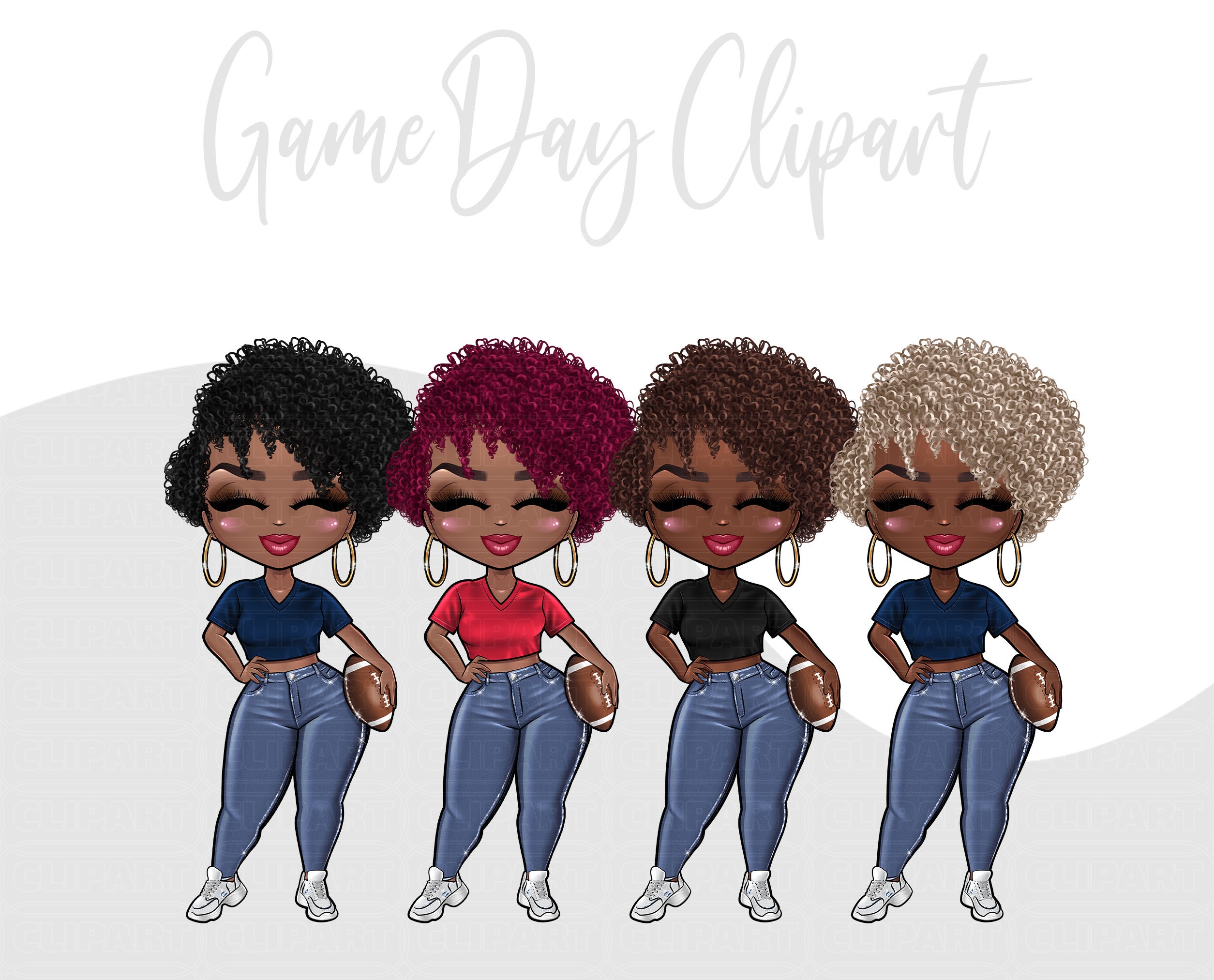 Game Day Clipart Bundle - American Football PNG, African American ...