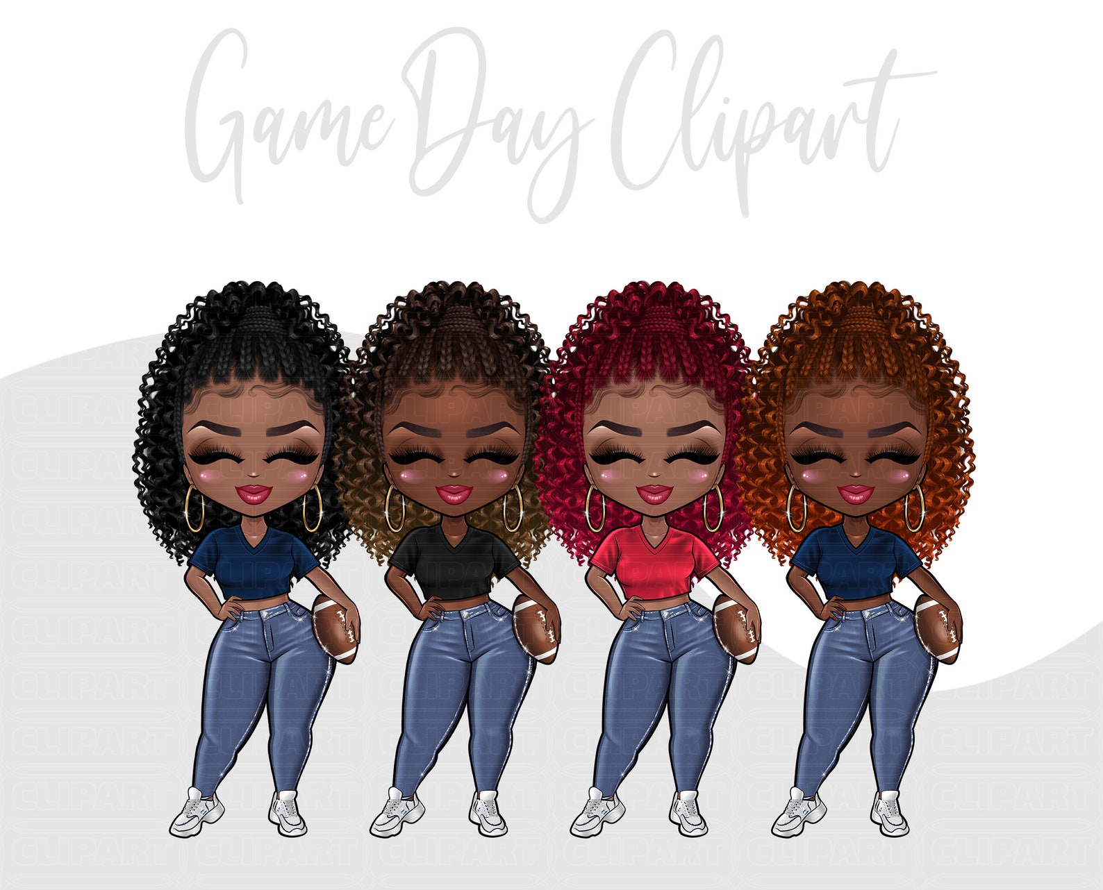 Game Day Clipart Bundle - American Football PNG, African American ...