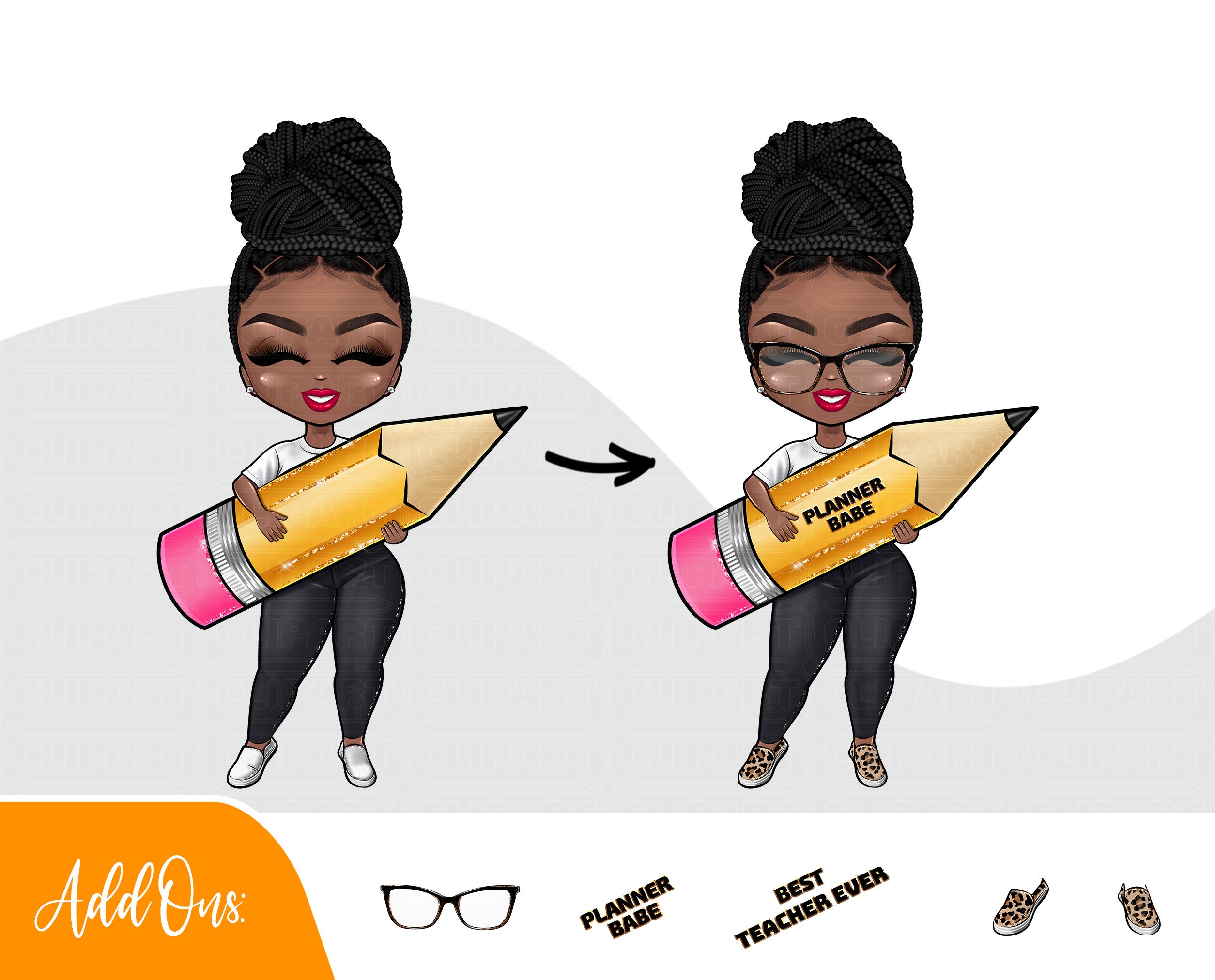 African American Teacher Clipart Bundle - School Clipart, Teacher Life ...