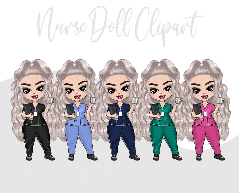 Nurse Clipart Bundle Nurse PNG Sublimation, Medical Dolls Clipart ...