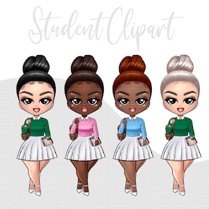 Student Clipart Bundle African American Girl PNG, Back to School PNG ...