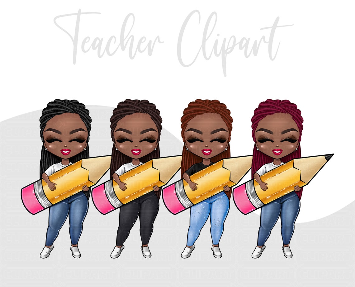 African American Teacher Clipart Bundle - School Clipart, Teacher Life ...