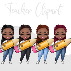 African American Teacher Clipart Bundle - School Clipart, Teacher Life ...