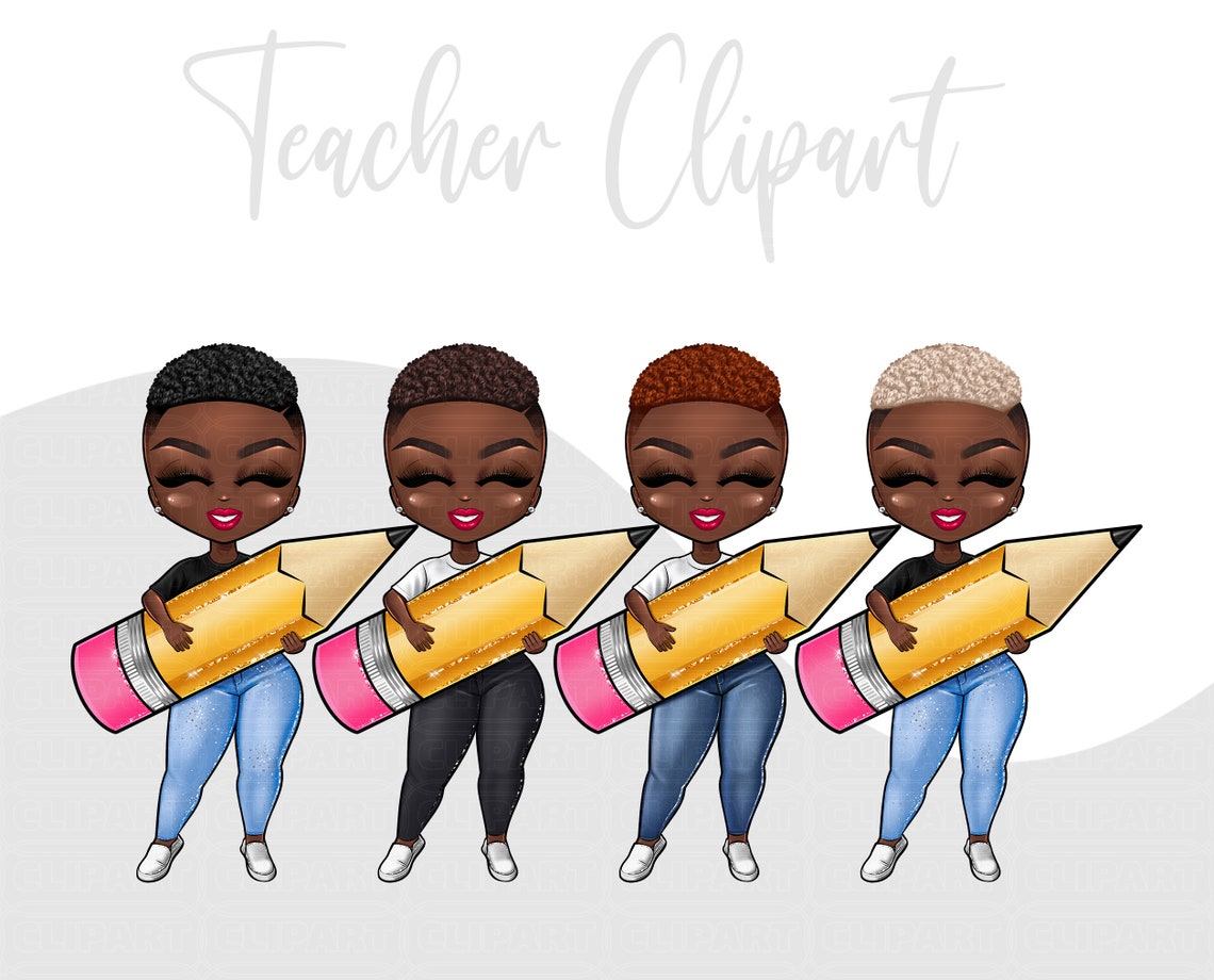 African American Teacher Clipart Bundle - Back to School Clipart, Best ...