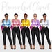 African American Planner Girl Clipart Bundle, Office Girl Clipart ...