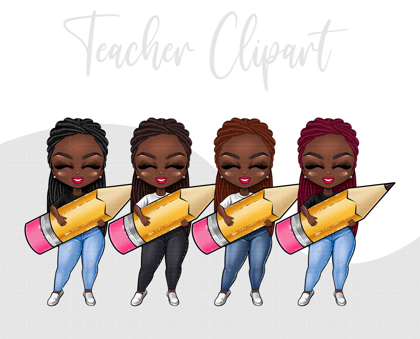 African American Teacher Clipart Bundle - Back to School Clipart, Best ...
