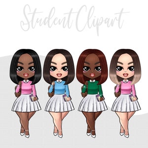 Student Clipart Bundle African American Girl PNG, Back to School PNG ...