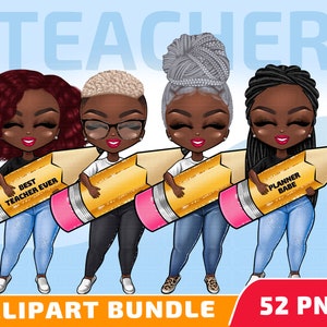 African American Teacher Clipart Bundle - Back to School Clipart, Best ...