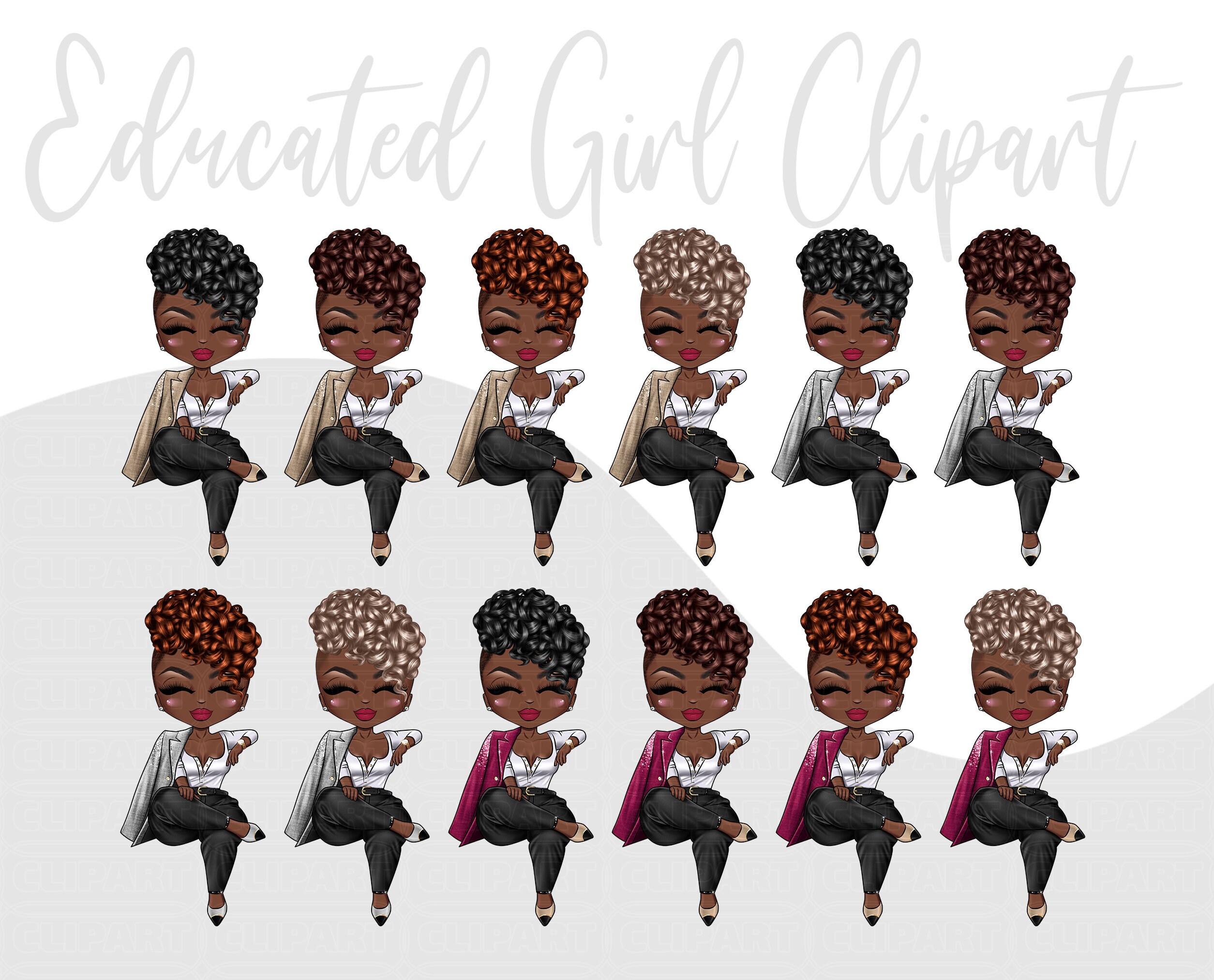 Educated Woman Clipart Bundle Girl Boss PNG, Book Lover PNG, University ...