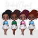 Student Clipart Bundle African American Girl PNG, Back to School PNG ...