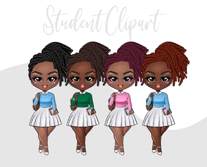 Student Clipart Bundle African American Girl PNG, Back to School PNG ...