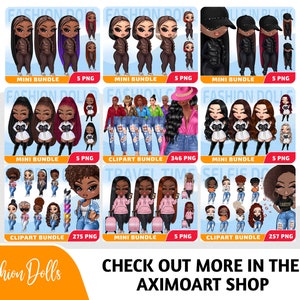 African American Fashion Clipart Bundle - Chibi Doll PNG, Boss Babe PNG ...