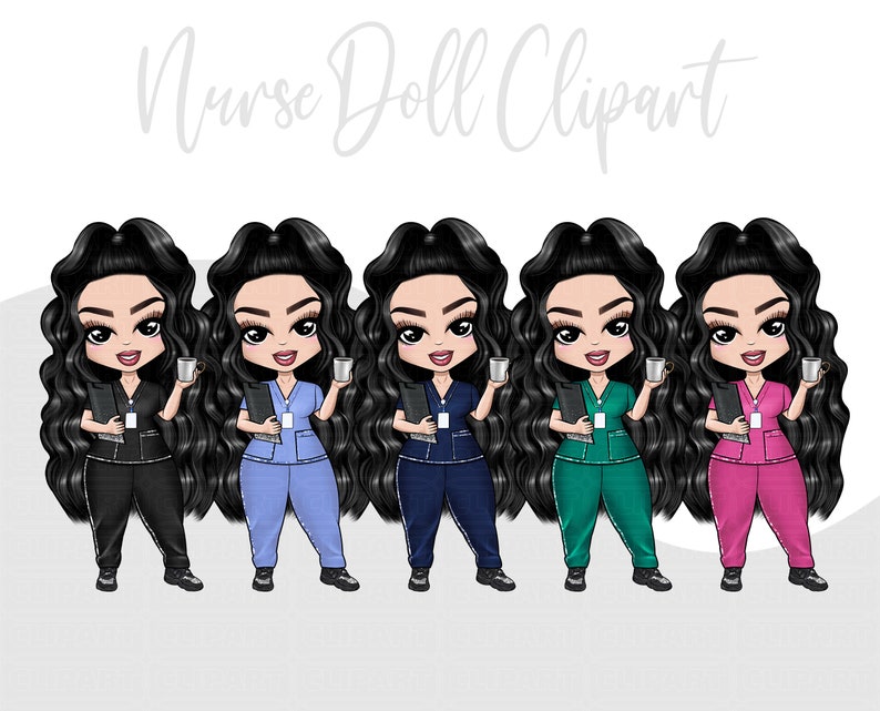 Nurse Clipart Bundle Nurse PNG Sublimation, Medical Dolls Clipart ...