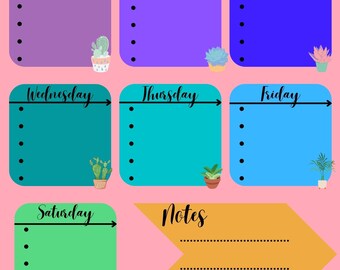 Fall/floral Themed Weekly Planner Digital Template Printable - Etsy