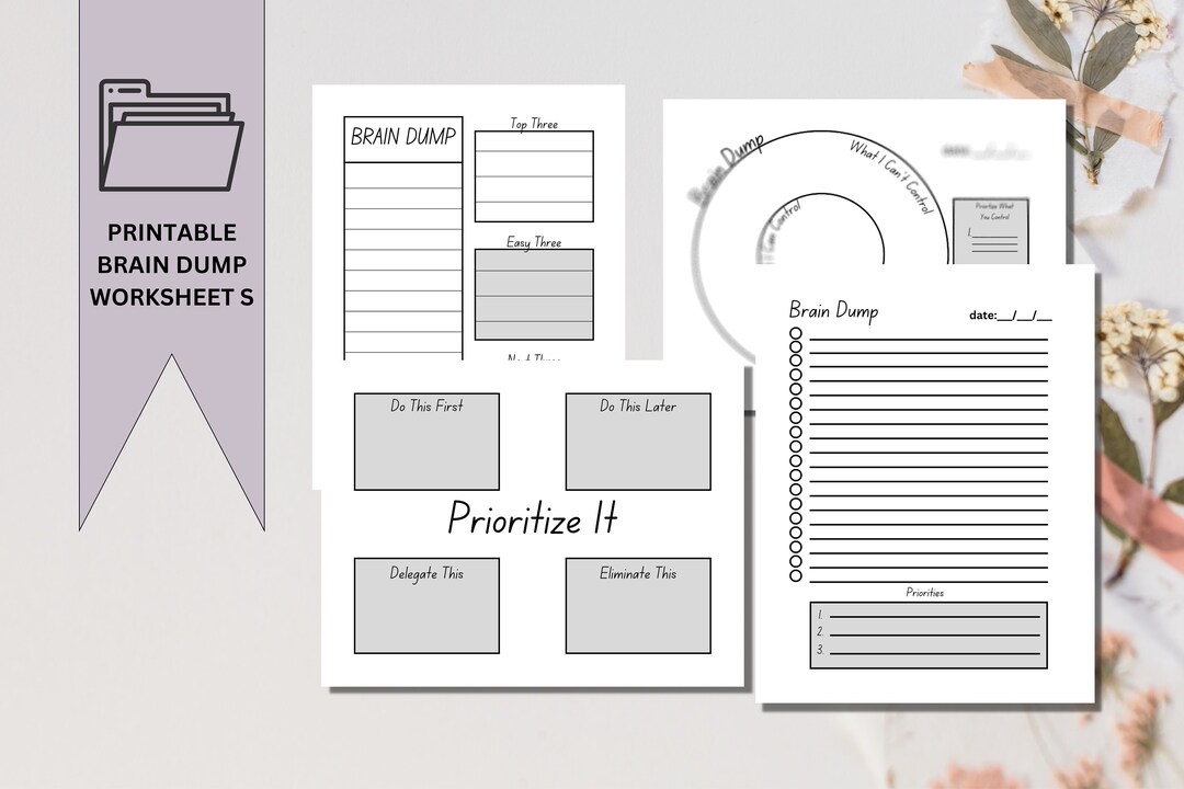 Brain Dump Printable ADHD Journal Pages, Brain Dump Productivity ...