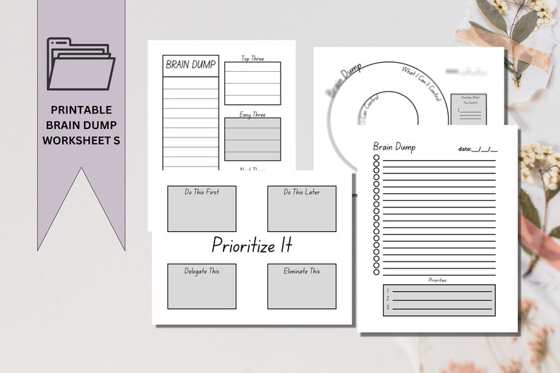 Brain Dump Printable ADHD Journal Pages, Brain Dump Productivity ...