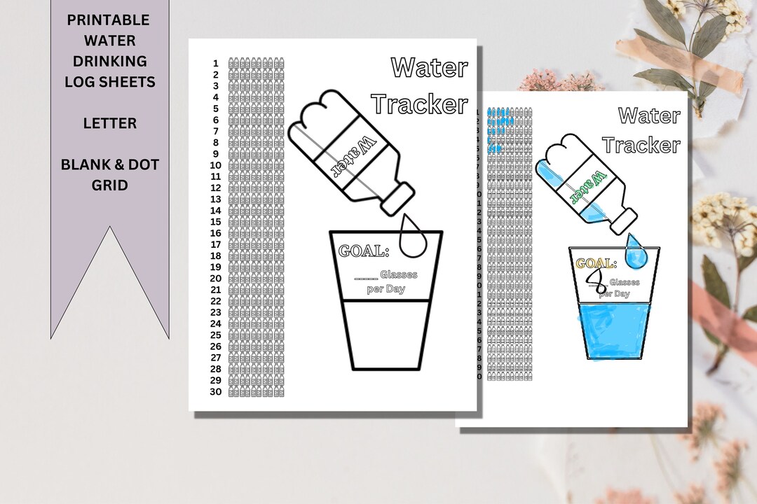 Water Tracker Printable, Monthly Water Intake Tracker, Hydration ...