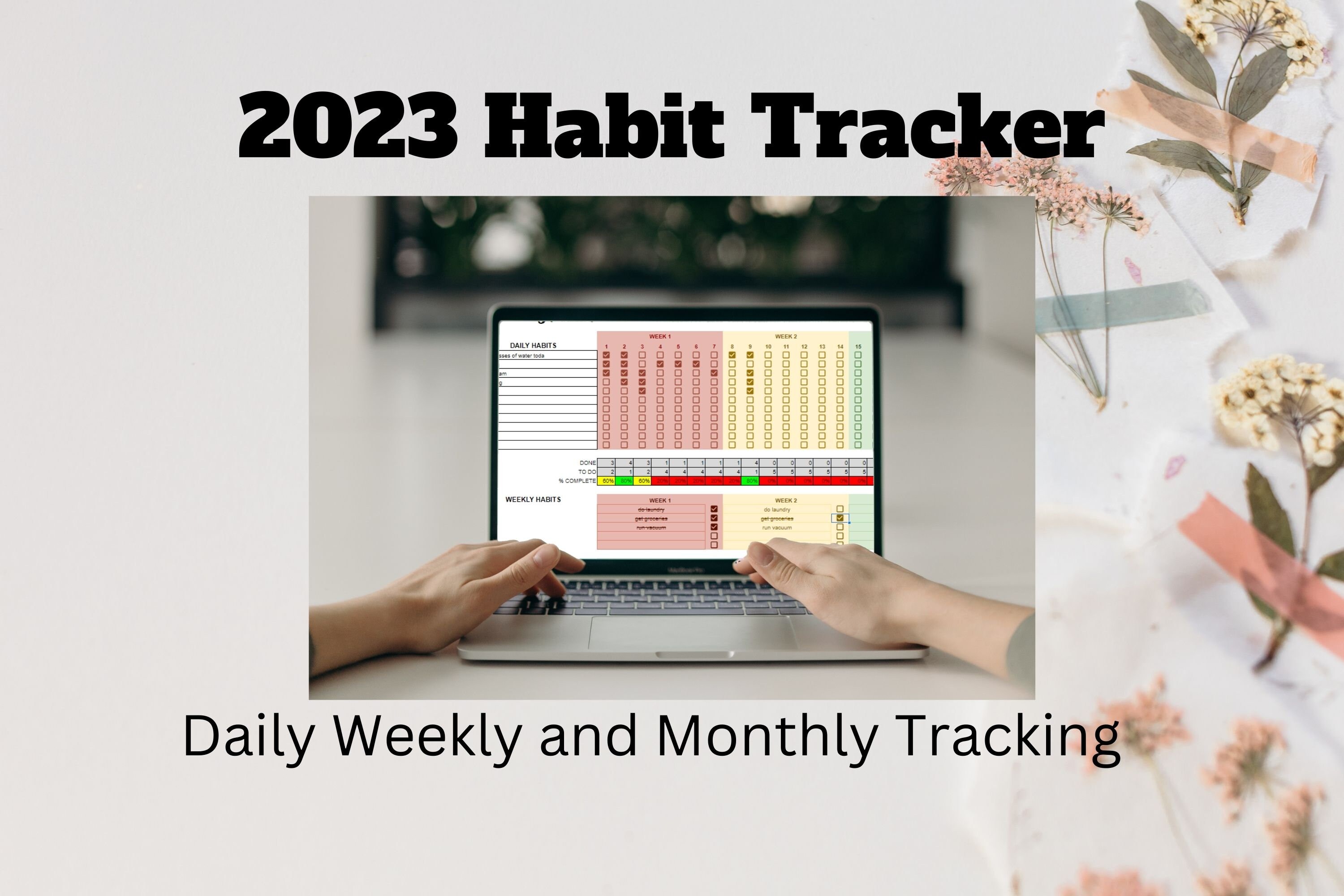 Habit Tracker Spreadsheet 2022 & 2023, GOOGLE SHEETS, Habit Tracker ...