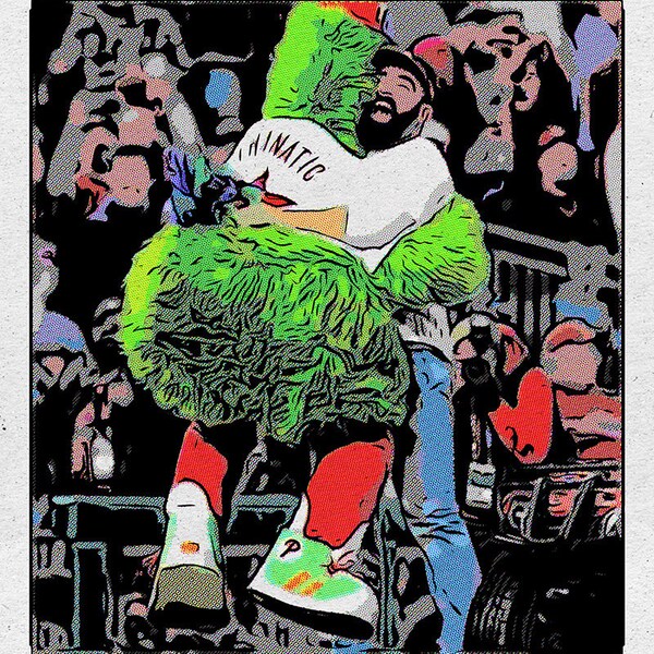 Jason Kelce and Philly Phanatic Hug - Etsy