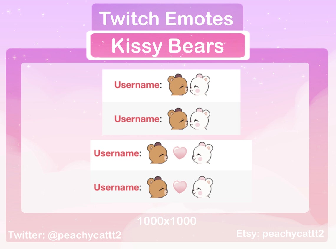 Kissy Bear Emote Pack for Awesome Streamers, Kissing Bears, Heart, Love ...
