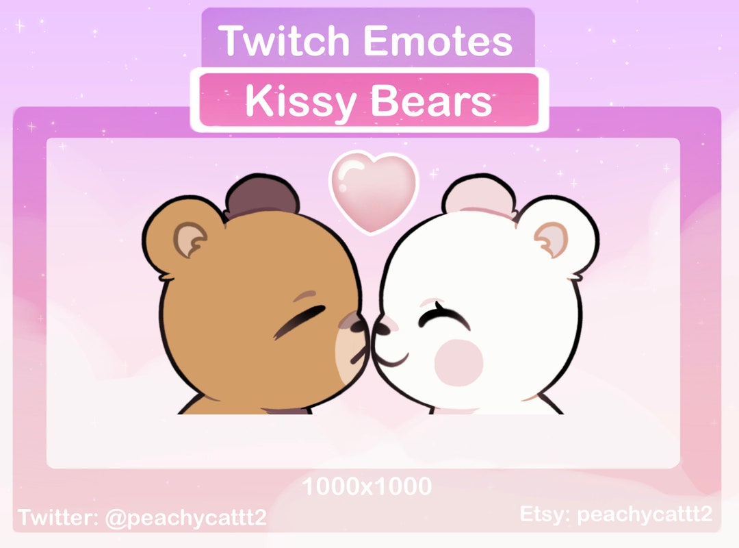 Kissy Bear Emote Pack for Awesome Streamers, Kissing Bears, Heart, Love ...