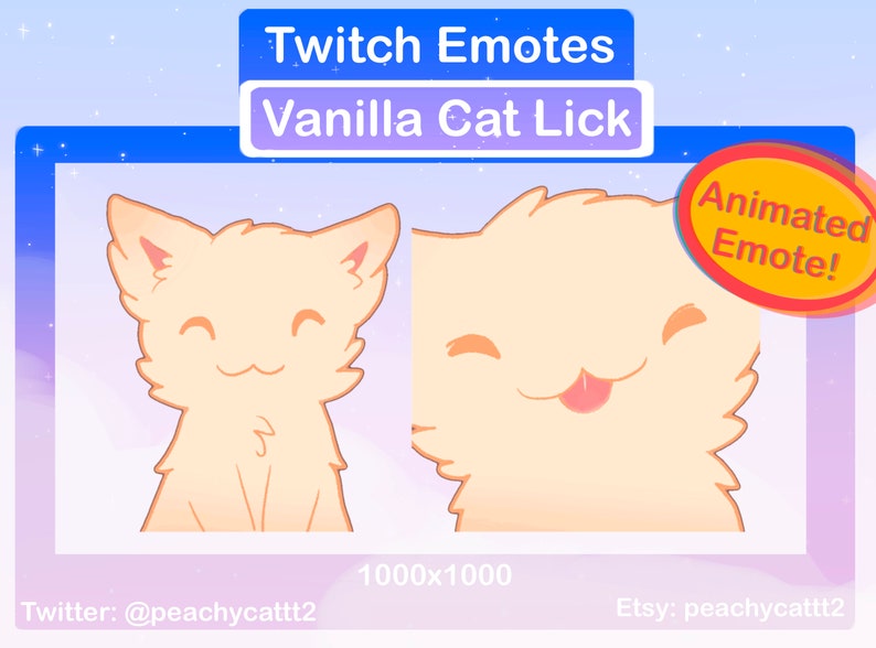 ANIMATED Beige Cat Lick Emote, White Cute Kawaii Kitty, Meow, Hype Rave ...