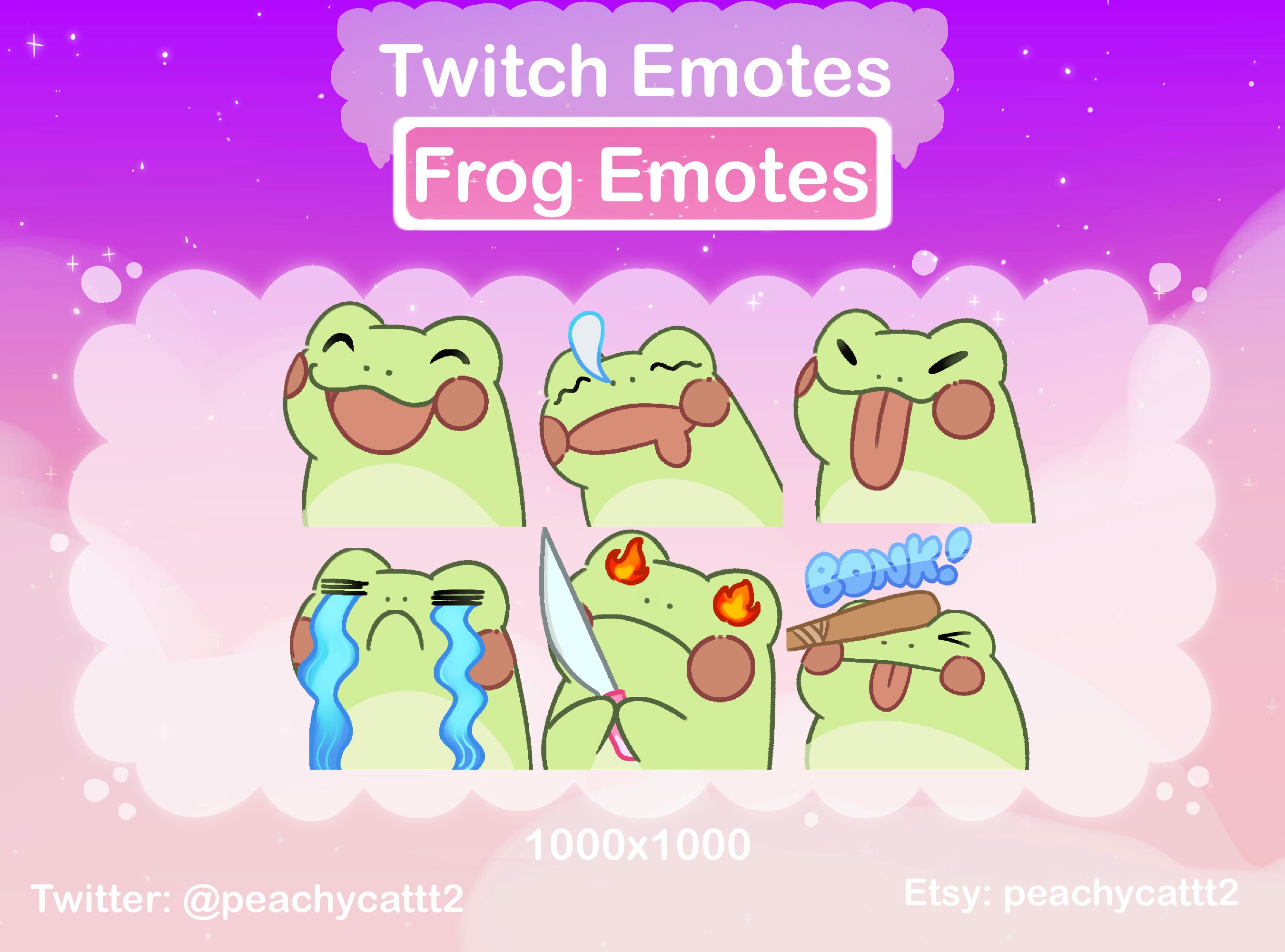 Frog Emote Pack, Kawaii Ribbit Army for Awesome Streamers on Twitch ...