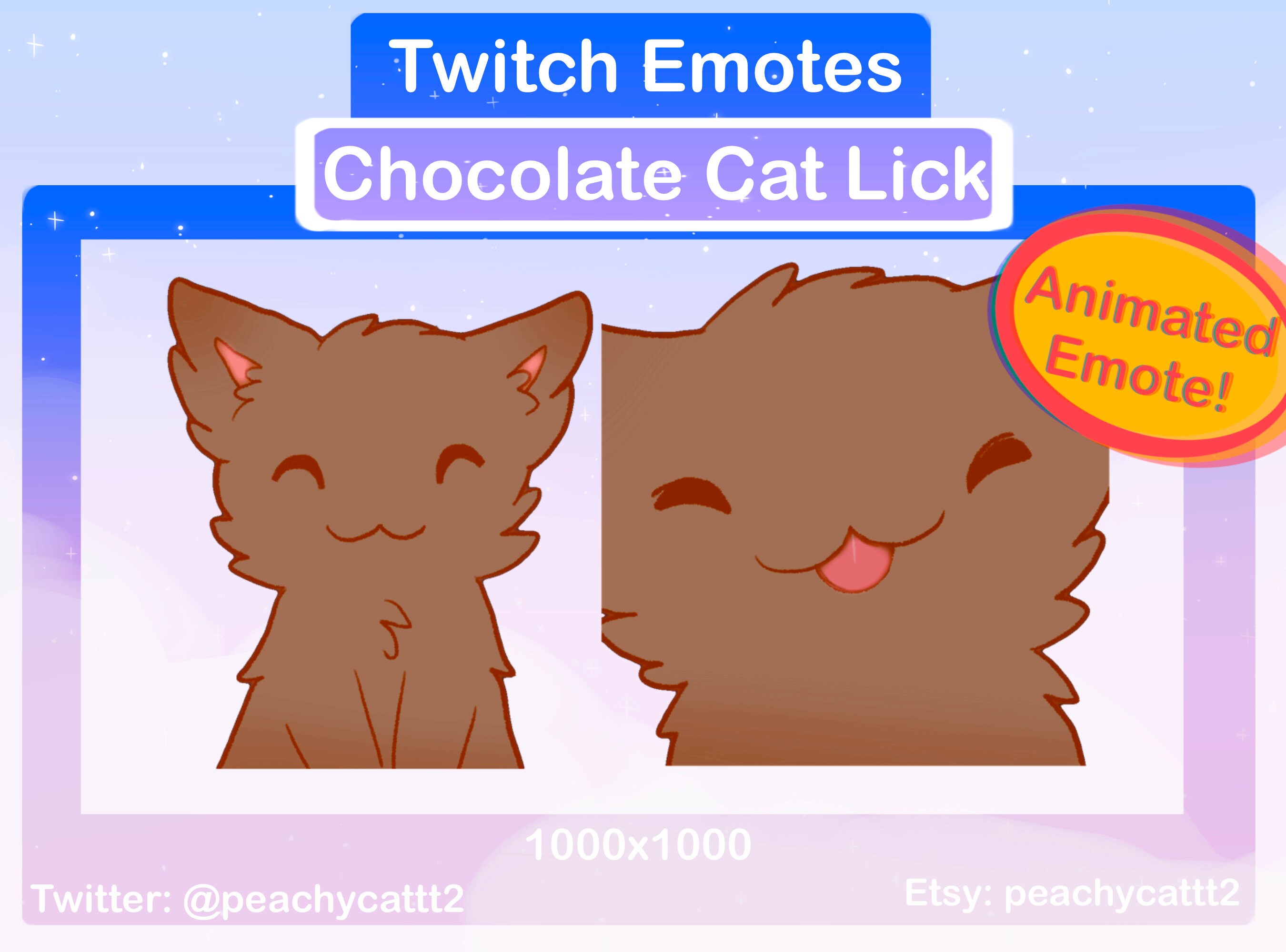 ANIMATED Brown Cat Lick Emote, Cute Kawaii Kitty, Meow, Hype Rave Dance ...