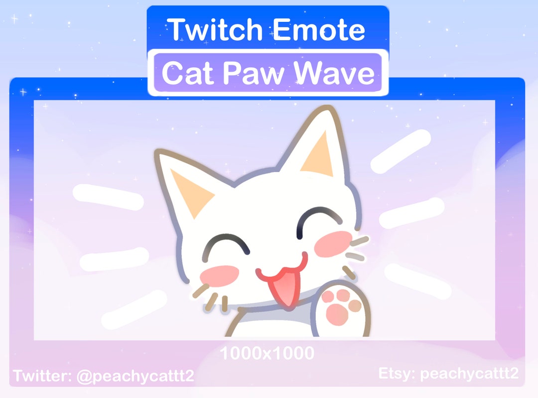 Cat Paw Wave Emote for Streaming, Happy Kawaii Kitty for Twitch ...