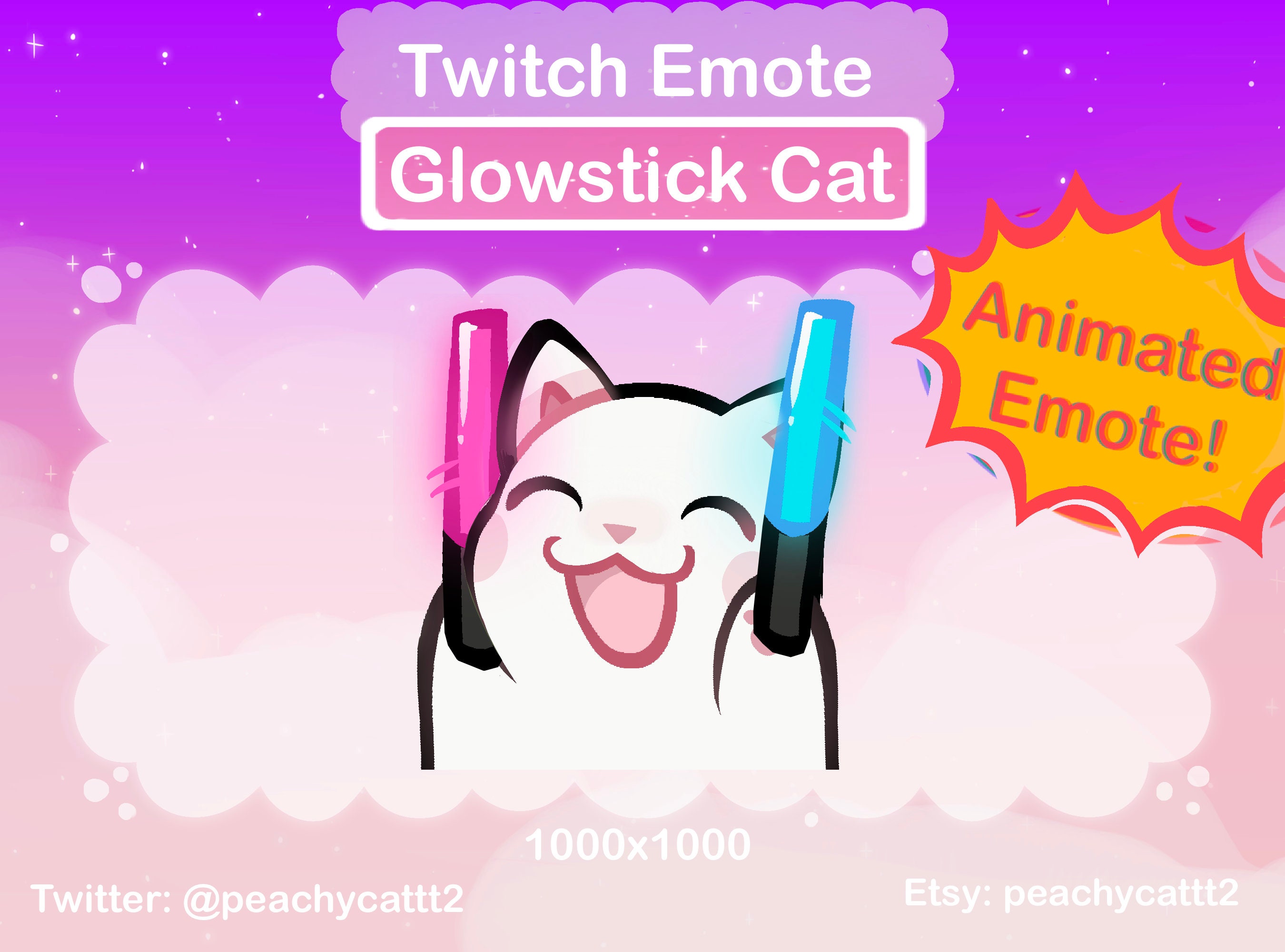 Glowstick Cat Animated Emote for Awesome Streamers, Kitty Celebration ...