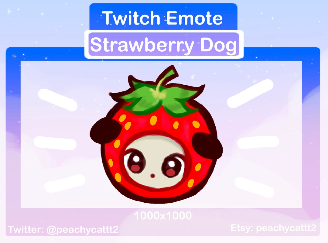 Dog Strawberry Emote, Red Cute Puppy Berry, Kawaii, for Streamers ...