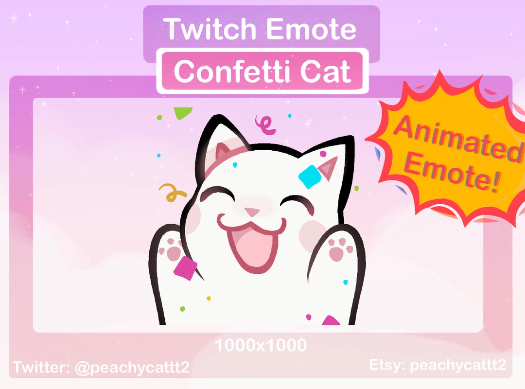 Confetti Cat Animated Emote for Awesome Streamers, Kitty Celebration ...