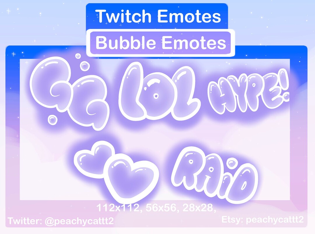 5 Premium Bubble Text Cute Kawaii Emotes, GG, LOL, Twitch, Discord ...