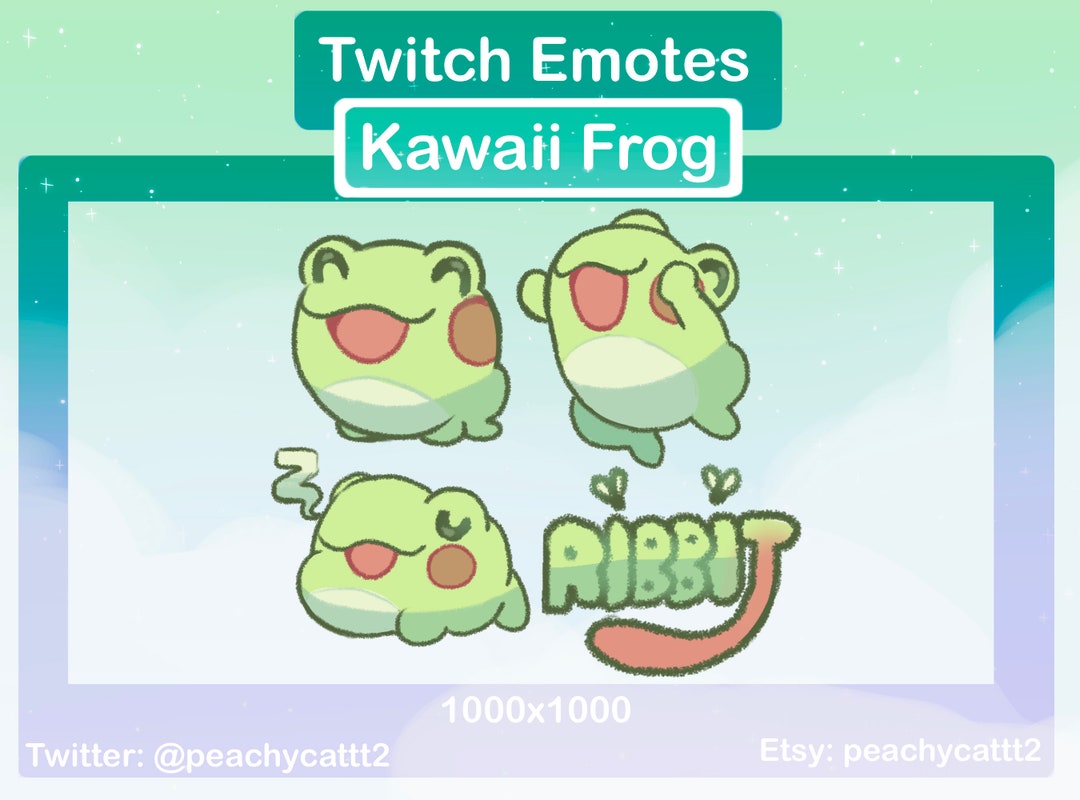 Kawaii Frog Emote Pack for Streamers, Happy, Sleepy, Hopping Ribbit ...