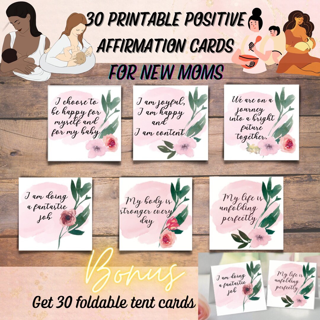 30 Motherhood Positive Affirmation Cards Postpartum Positive Etsy
