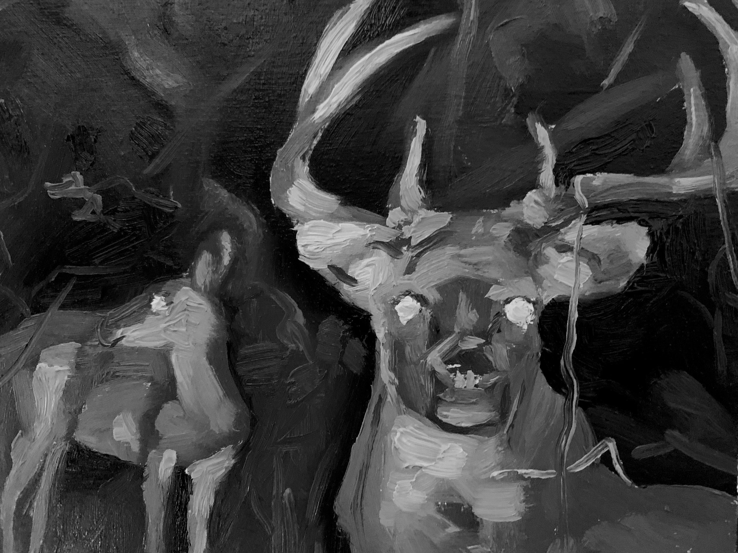 Skinwalker and Elk Oil Painting - Etsy