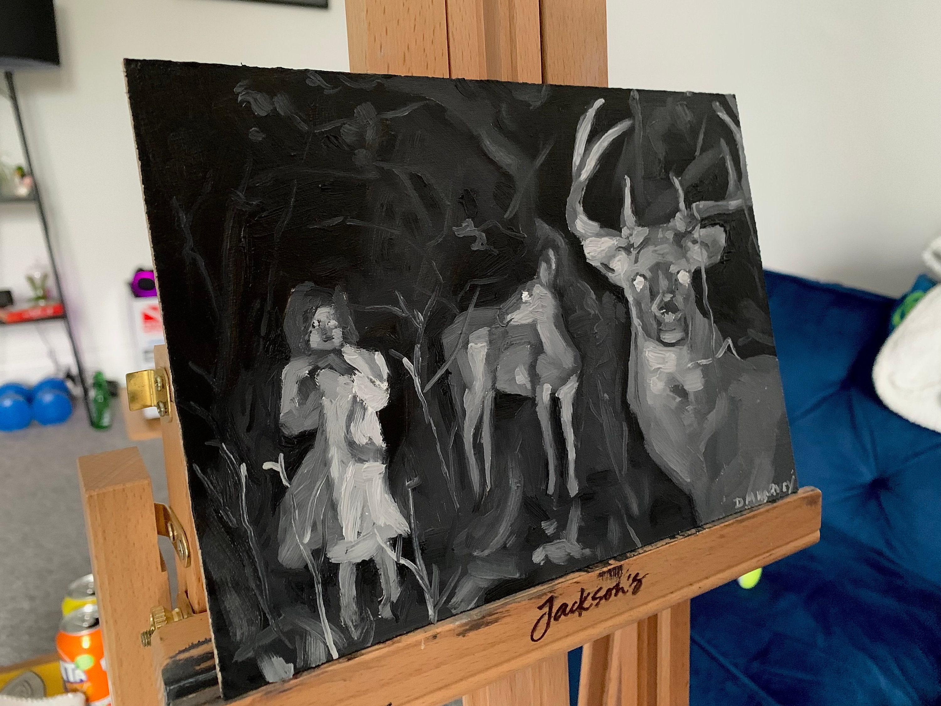 Skinwalker and Elk Oil Painting - Etsy