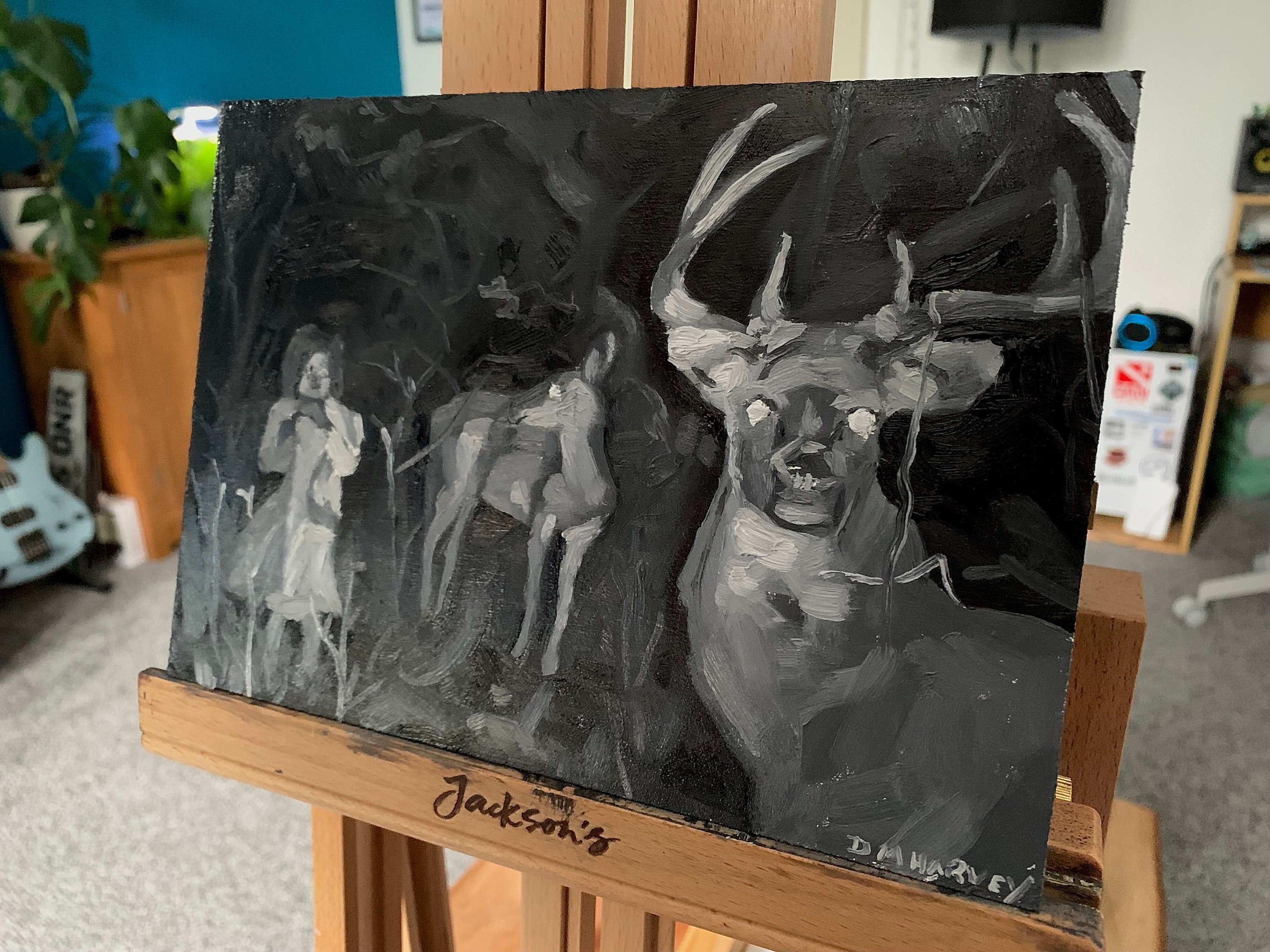 Skinwalker and Elk Oil Painting - Etsy