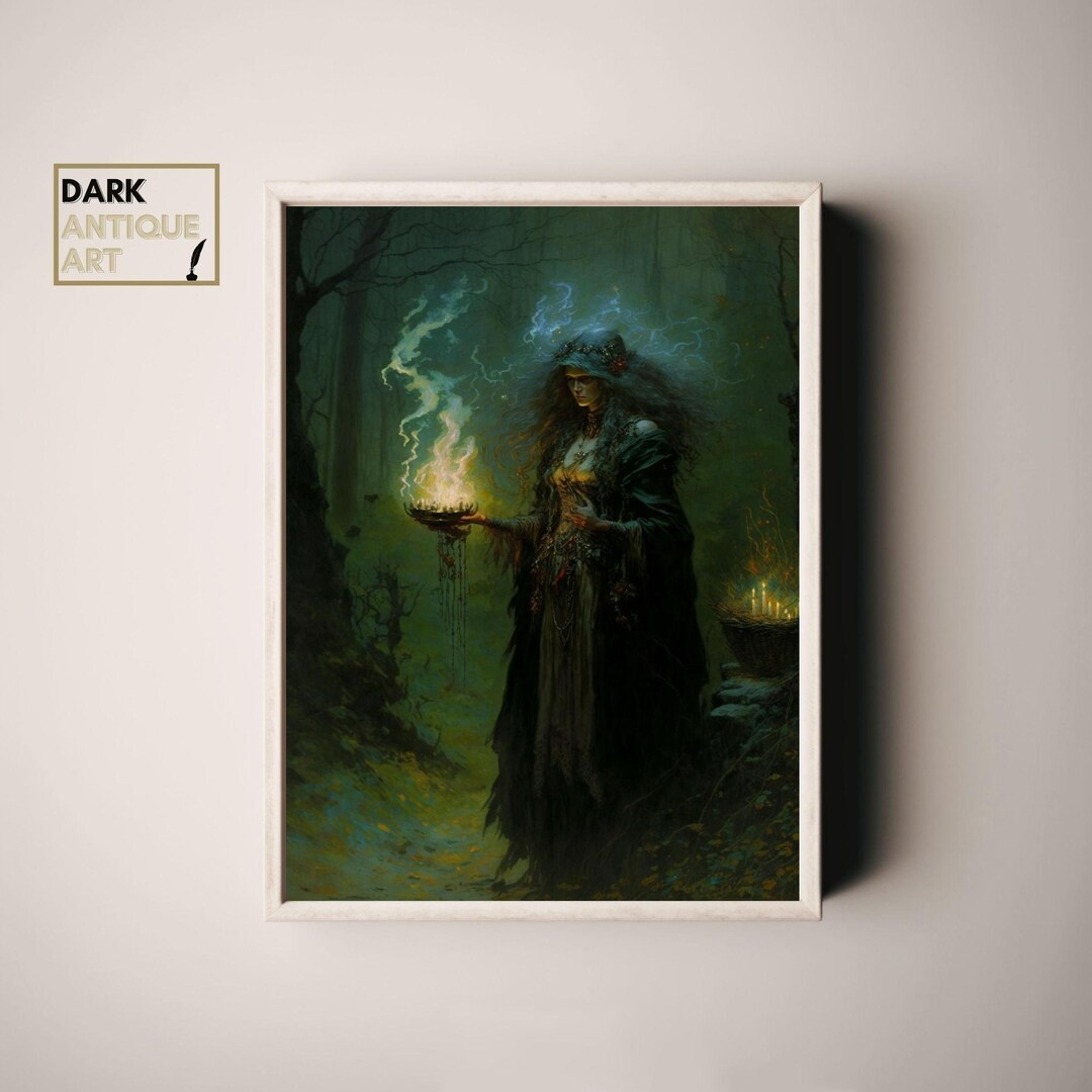 Creepy Forest Witch Art Print Dark Cottagecore Dark - Etsy