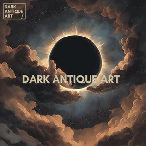 Celestian Solar Eclipse Vintage Painting Celestial Print Dark Aesthetic ...