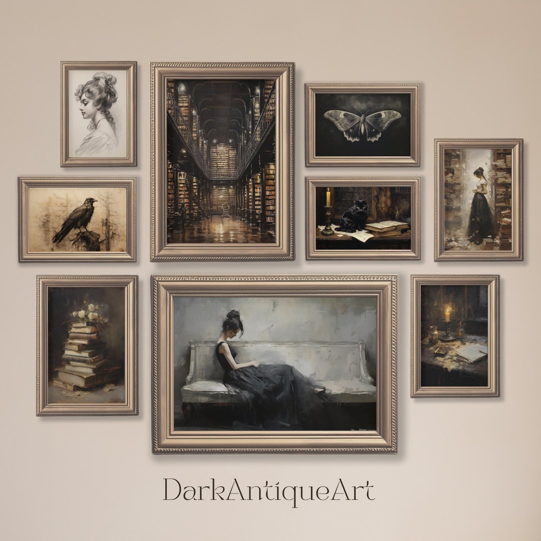 Dark Academia Wall Art Gothic Library Print Set of 6 Printable Download ...