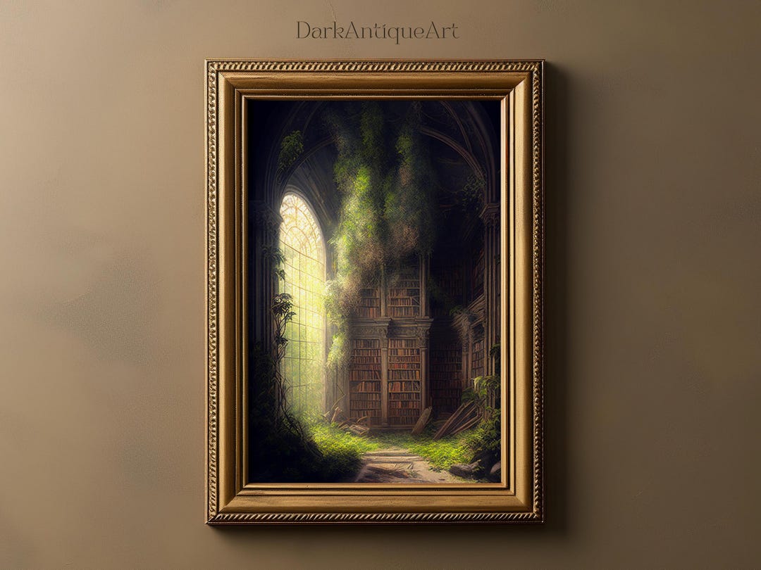 Old Overgrown Library Oil Painting | Dark Academia | Bibliophile ...