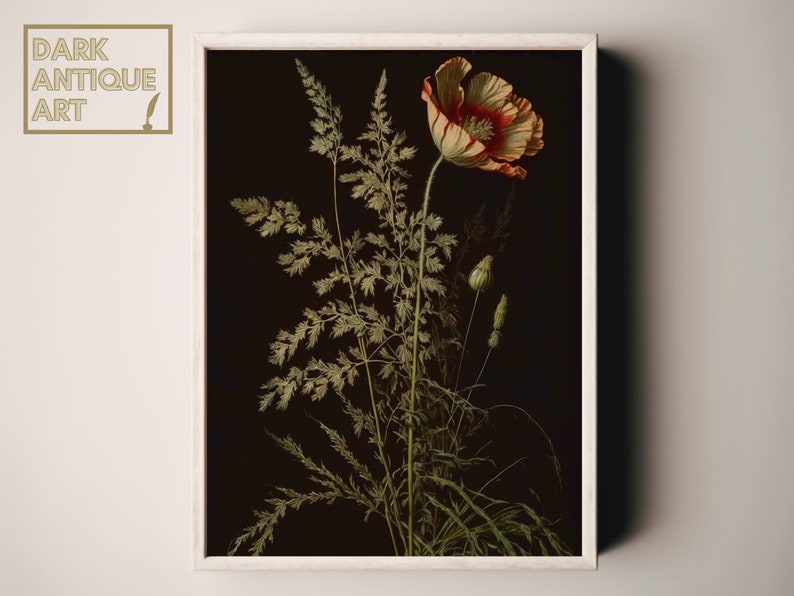 Dark Botanical Gallery Wall Art Moody Floral Print Set 3 - Etsy