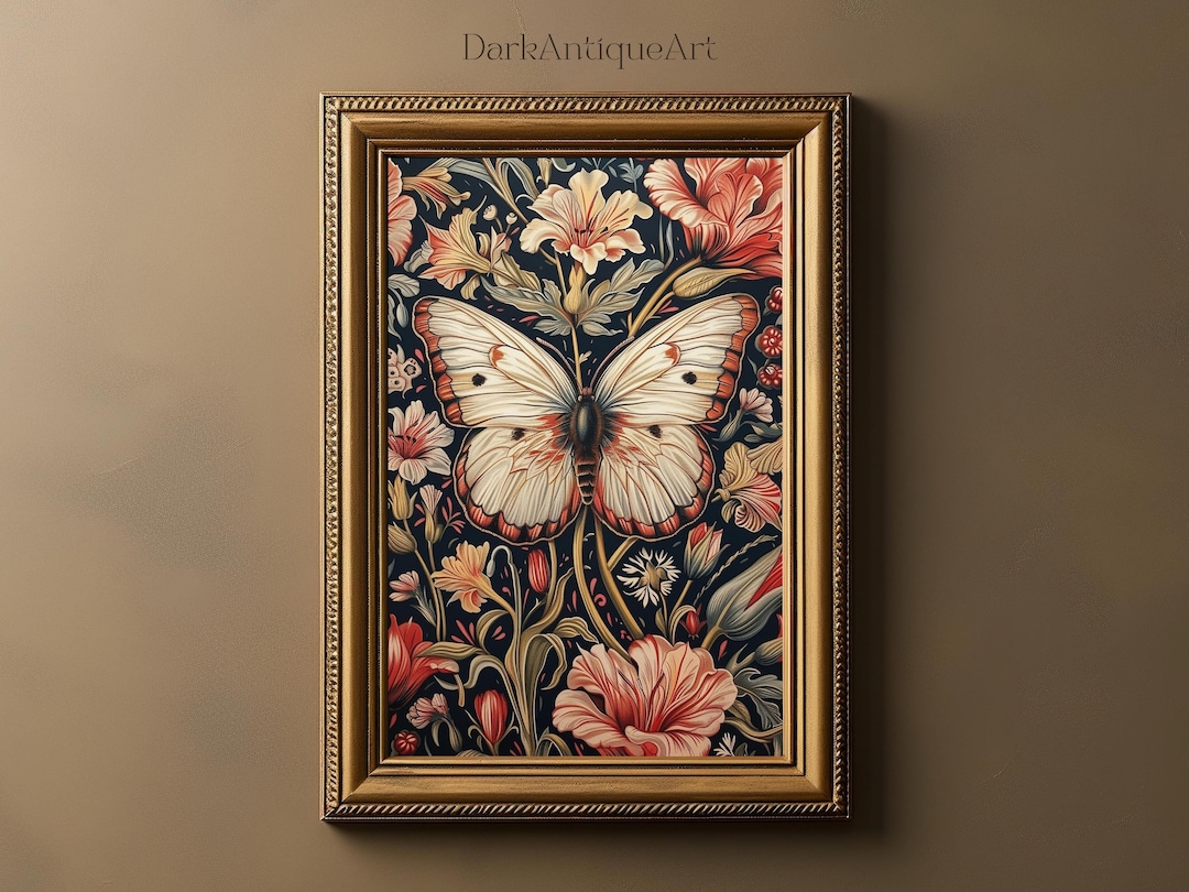 Victorian Cottagecore Butterfly Art Floral Printable Digital Wall Decor ...