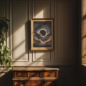 Celestian Solar Eclipse Vintage Painting | Celestial Print | Dark ...