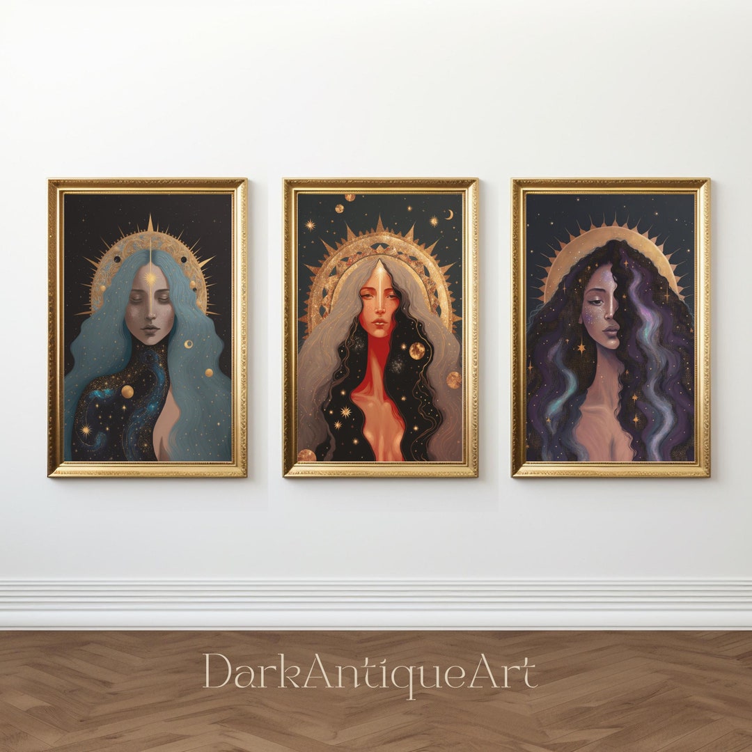 Celestial Goddesses Digital Print Witch Decor Celestial Print Dark ...