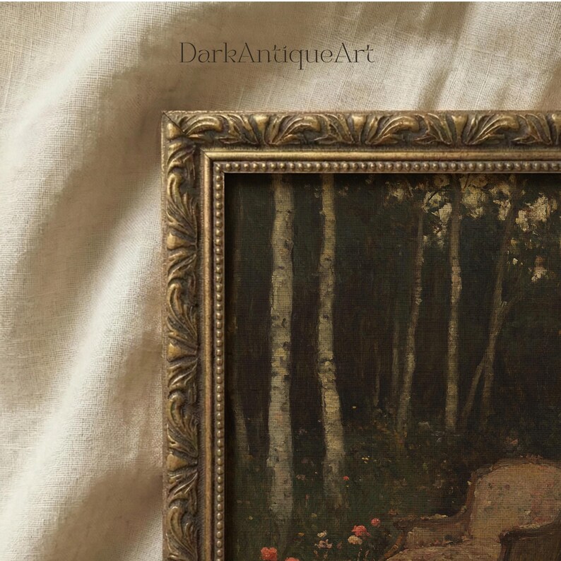 Dark Academia Forest Armchair Art Print: Moody Antique Decor (digital ...