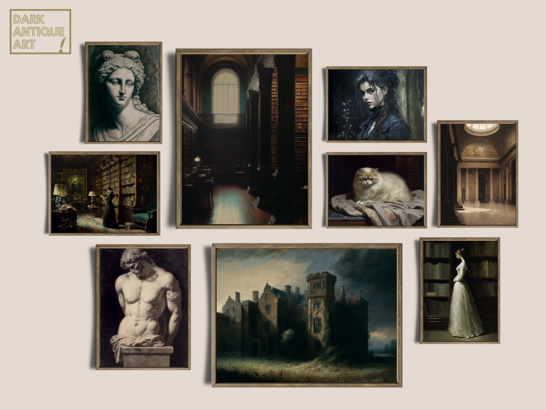Dark Academia Decor Set of 9 Vintage Moody Dark Academia - Etsy