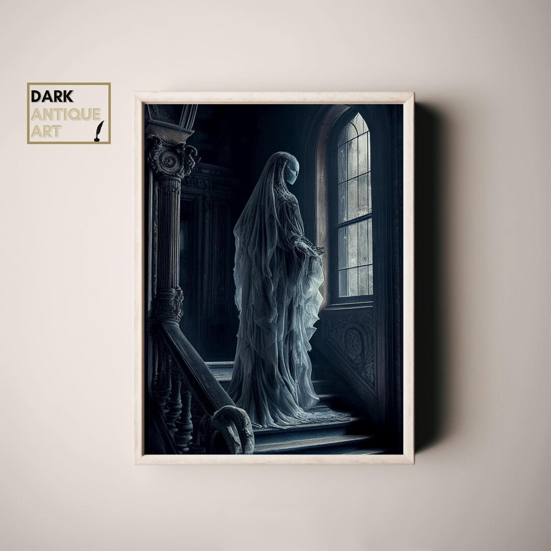 Spooky Ghost Painting Victorian Gothic Halloween Art Creepy Goth Wall ...
